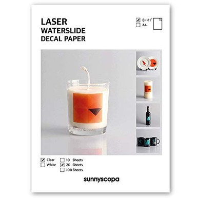Sunnyscopa Waterslide Decal Paper for LASER Printer CLEAR US LETTER ...