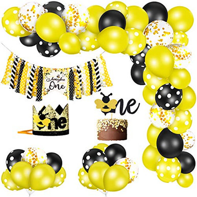 4 in 1 Bumble Bee First Birthday Party Decoration Kits Include ...
