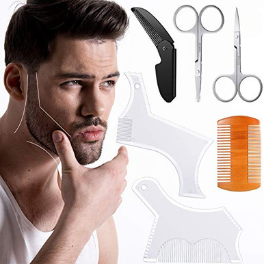6 Pieces Beard Shaper Outliner Guide Tool Set Kit, Beard Template ...