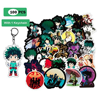 My Hero Academia Stickers 100pcs with 1 Mha Keychain Cool Stickers for ...