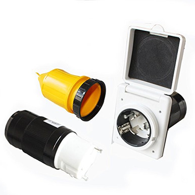 X Haibei RV 50 amp Power Inlet Plug 125V 250V AC Female Twist Locking ...