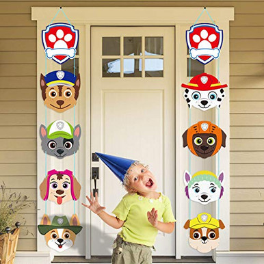 TICIAGA 10pcs Paw Dog Patrol Cardboard Cut Out for Outdoor Porch Sign ...