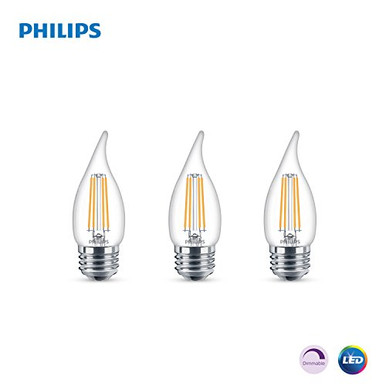 Philips LED Classic Glass Dimmable BA11 Bent Tip Light Bulb: 300-Luman ...