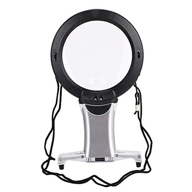 Hands Free LED Magnifier Handheld Stand Lighted Magnifying Glass with ...