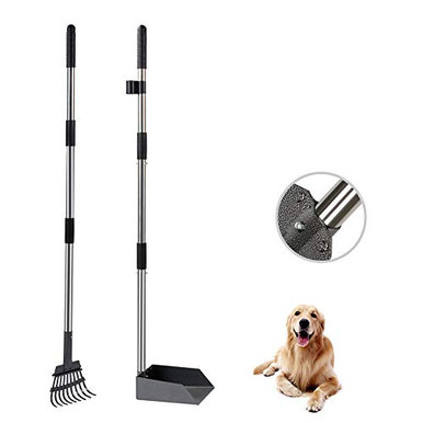 Heeyoo Upgraded Dog Poop Tray and Rake Set Pet Waste Removal Scoop with ...