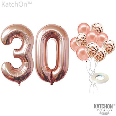30th Birthday Balloons Rose Gold Number 30 Rose Gold Party Decorations ...