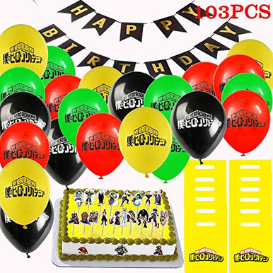 My Hero Academia Balloon Banner Cake Toppers Party Bags Set 103 Pack ...