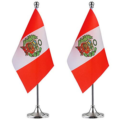 Peru Desk Flag Small Mini Peruvian Office Table Flag with Stand Base ...