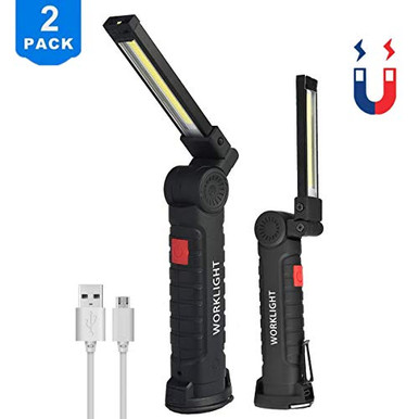 Rechargeable LED Work Light 2 Pack Handheld COB Work Light Portable ...