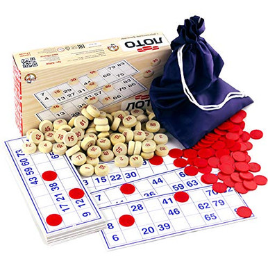 Russian Lotto Board Games for Family Bingo Game Set Tambola Kit of Wood ...