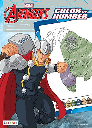 Bendon Avengers 48-Page Color by Number Coloring Book with Full-Color ...