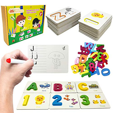 Alphabet Flash Cards Games with Wooden Number ABC Letters for Toddlers ...