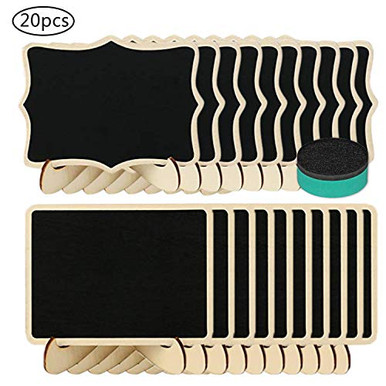 Mini Chalkboard 20 Pack Wood Small Chalkboards Blackboard with Support ...