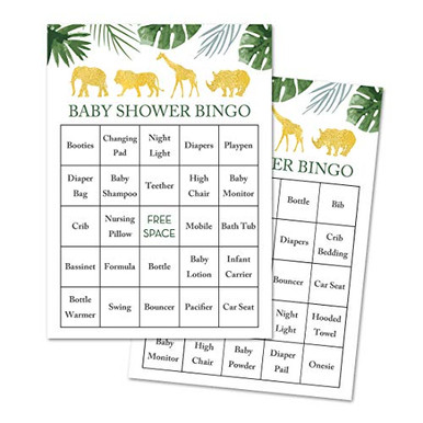 InvitationHouse Gold Safari Baby Shower Bingo Cards Prefilled Set of 24 ...