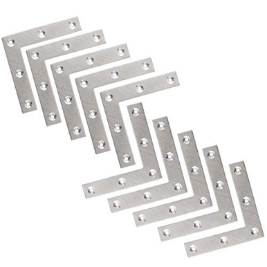 Flat L Shaped Corner Bracket Tiberham 10 Pcs 80 x 80 mm Stainless Steel ...