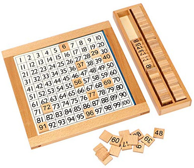 Montessori Math Hundred Board 100 Grid Wooden Toys Counting Blocks ...