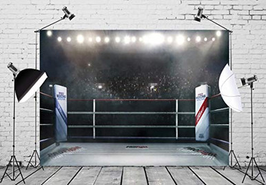 BELECO 7x5ft Boxing Ring Backdrop Blurred Spectator and Stadium Light ...