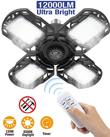 LED Garage Light 120W Remote Control Timer 12000 lm 6500K Garage Light ...