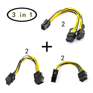 Graphics Card 6 Pin to 8 Pin 6 2 Pin PCIE Adapter Cable 6 Pack 6 pin to ...