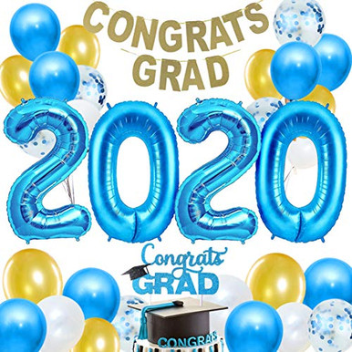 Kreatwow Graduation Decorations 2020 Blue and Gold Congrats Grad Banner ...