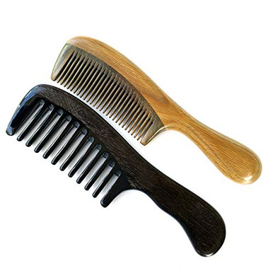 One One Fine Wide tooth Hair Comb set Natural Black Sandalwood comb ...