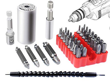 Universal Socket Wrench Set 7mm to 19mm Damaged Screw Extractor Bolt ...