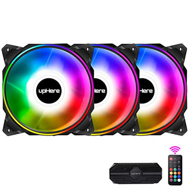 upHere 3 Pack 120mm Control RGB Fan Colorful Fans with Controller and ...