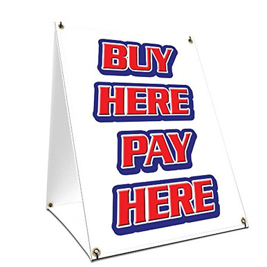 A-Frame Sidewalk Buy Here Pay Here Sign with Graphics On Each Side 18 ...
