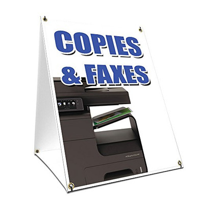 A-Frame Sidewalk Copies Faxes Sign with Graphics On Each Side 18" X 24 ...