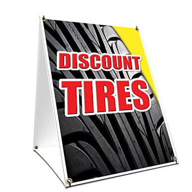 A-Frame Sidewalk Tires Sign with Graphics On Each Side 18" X 24" Print ...