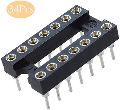 34Pcs IC Socket DIP 2 54mm 14-Pin Round Contact Pin Hole IC Socket ...