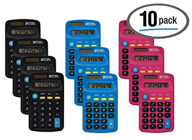Pocket Size Mini Calculators 10 Pack Handheld Angled 8-Digit Display by ...