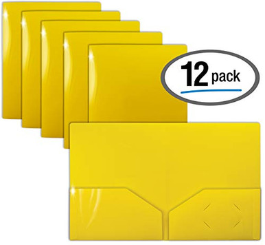 Extra Heavyweight Yellow Plastic 2 Pocket Portfolio Folders 12 Pack ...