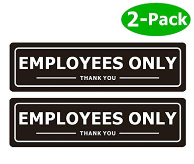 Self-Adhesive Employees Only Sign for Business Office Door 2 Pack Black ...