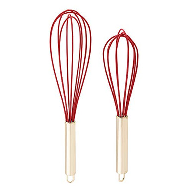 COOK with COLOR Set of 2 Whisks 10 and 12 Beaters Stainless Steel and ...