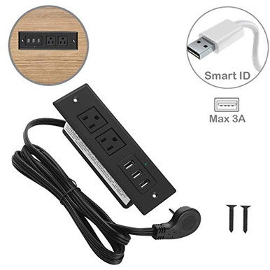 Furniture Recessed Power Strip with Flat Plug Recessed Desk Outlet with ...