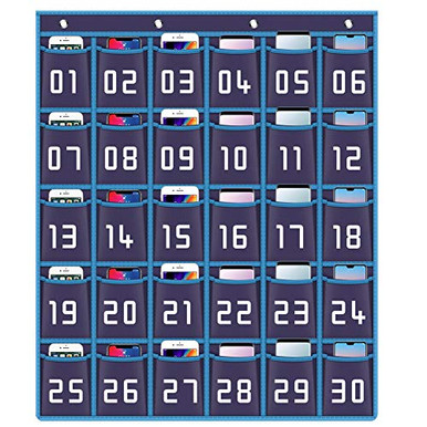 Classroom Numbered Pocket Organizer,Aoolife Hanging Pocket Chart for ...