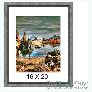 The Display Guys 16x20 Grey Picture Frame - Walnut Wood Finish Tempered ...