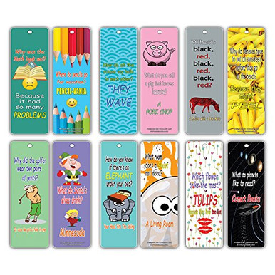 Fun Bookmarks for Kids 12 Pack - Silly Jokes Series 1 Funny Hilarious ...