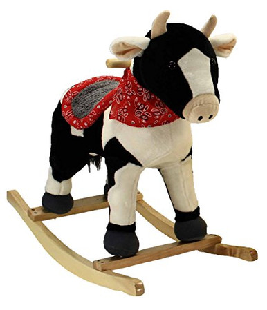 Animal Adventure Real Wood Ride-On Plush Rocker Farm Cow Perfect for ...