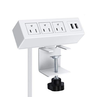 3 Outlet Desk Clamp Power Strip, Desk Mount USB Charging Power Station ...