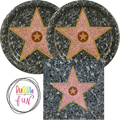 Hollywood Walk of Fame Star Party Supplies Bundle Pack of Dinner Plates ...