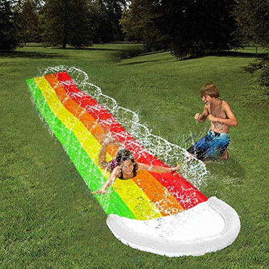 LOKA 16ft Rainbow Water Slide with Spraying and Inflatable Crash Pad ...