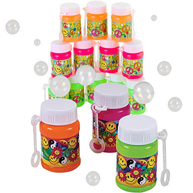 Kicko Mini Plastic 60s Bubble Bottles 2 Inches - 12 Pack - Assorted ...