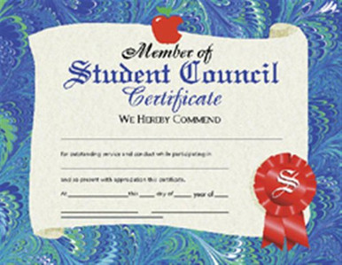 Hayes Member of Student Council Certificate 8 5" x 11" Pack of 30 ...
