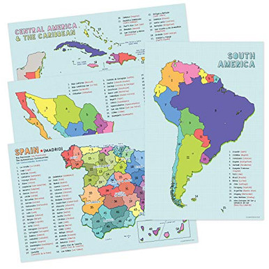Spanish Language Country Maps for the Classroom - Spain Mexico Central ...
