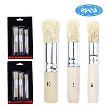 Heatoe 6 Pcs Wooden Stencil Brush Natural Bristle Brushes for Painting ...