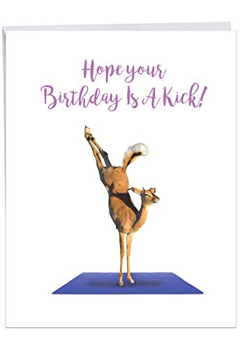 Wildlife Yoga Antelope - Yoga Wildlife Birthday Greeting Card with ...