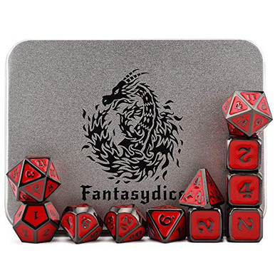 Black Dragon Scales Metal Dice Set 11 Polyhedral Dice with Metal Box ...