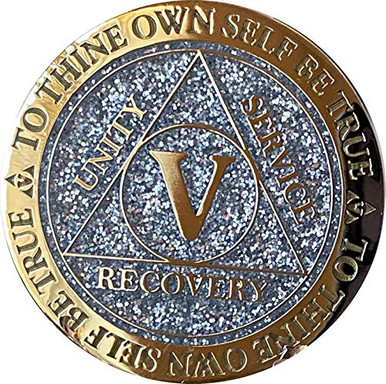 5 Year AA Medallion Reflex Silver Glitter Gold Plated Color Chip ...